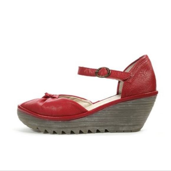 Fly London | Shoes | Fly London Scarlet Yoel Leather Wedge Sandal Red ...